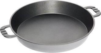 AMT Gastroguss Großraumpfanne/Grillpfanne für Garten und Profibereich, Ø 50 cm, 7 cm hoch, ohne Mittelsteg, nicht induktionsgeeignet, Lotan Antihaft-Veredelung, Guss