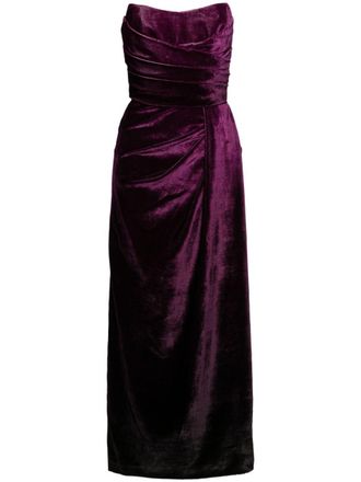 Elie Saab robe en velours à coupe mi-longue - Violet