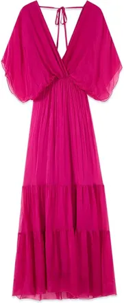 Oltre Femme, Robes, Rose, Taille: 40 FR Robe Longue en Voile de M&eacute;lange de Soie