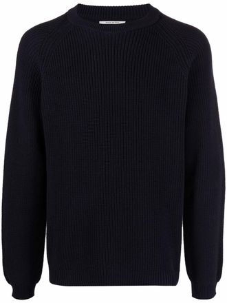 Woolrich pull en maille nervur&eacute;e &agrave; encolure ras du cou - Bleu