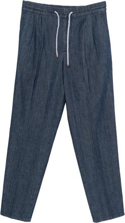 Brunello Cucinelli jean &agrave; lien de resserrage - Bleu