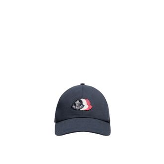 Moncler Moncler Casquette En Gabardine De Coton, Homme, Bleu, Taille: Uni