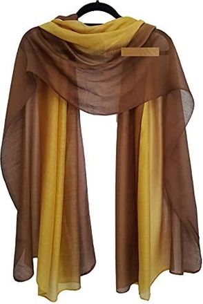 GFM Deux tons Châle foulard en soie pour demoiselles dhonneur mariage de soirée -moutarde jaune dor-(Dmsyslk-mtdsn)