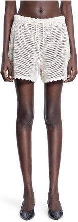 Sea NY Femme, Shorts, Blanc, Taille: 36 FR Shorts en crochet avec cordon de serrage et ourlet festonn&eacute;