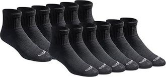 Dickies Mens Big & Tall Dri-tech Moisture Control Quarter Socks Multipack, Solid Black (12 Pairs), Shoe Size: 15-17