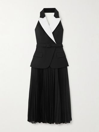 Rebecca Vallance Emma Mehrlagiges Midikleid Aus Crêpe Mit Plissee Und Gürtel - Schwarz