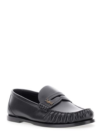 Saint Laurent Womens Loafers Laurent Black Leather Calfskin