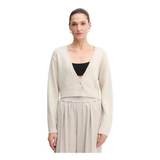 Oui V-Ausschnitt Strickware - - Knitwear - Damen - Beige - M