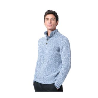 Gran Sasso Cerulean Blue High Neck Funnel Collar Sweater - - Knitwear - Herren - Blau - M