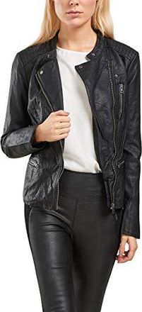 Only Freya Biker - Blouson - Faux Cuir - Manches Longues - Femme - Noir (Black) - FR: 38 (Taille Fabricant: 38)