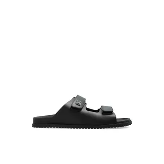 Dolce & Gabbana Homme, Chaussures, Noir, Taille: 41 EU Slide en cuir de veau