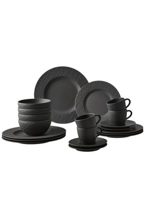 Villeroy & Boch Kombiservice Manufacture Rock, Schwarz, Keramik, 20-teilig, 38.5x25.5x35.8 cm, Essen & Trinken, Geschirr, Geschirr-Sets, Kombiservice
