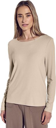 Street One Damen A322919 Shirt mit Rippstruktur, Cotton beige, 44