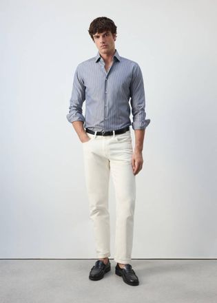 Mango Chemise 100 % coton rayures slim-fit bleu ciel - Homme - XL - MANGO MAN