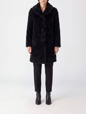 Herno Manteau mi-long &agrave; simple boutonnage en fausse fourrure avec col &agrave; revers