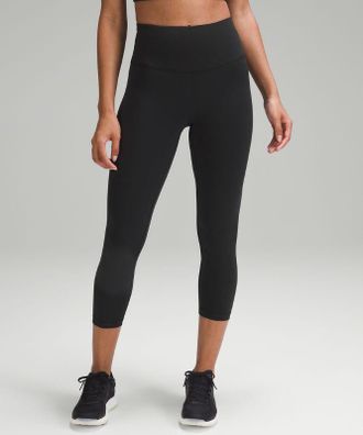 lululemon Wunder Train Crop Leggings mit hohem Bund f&uuml;r Frauen - 58 cm - Gr&ouml;&szlig;e 10 in Black
