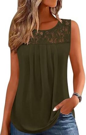 Zeagoo D&eacute;bardeur basique pour femme - D&eacute;bardeur d&eacute;t&eacute; d&eacute;contract&eacute; - Sans manches - Tailles S &agrave; XXL, vert militaire, XXL