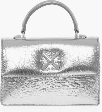 Off-white Metallic Leather Handbag with Removable Shoulder Strap size Unica