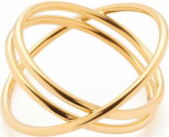 Leonardo Ring Ciao Trinity - Finger-Ring aus goldfarbenem Edelstahl - Gr. 16 (50) - drei sich überkreuzende Schienen - Schmuck Geschenk für Frauen - 023318