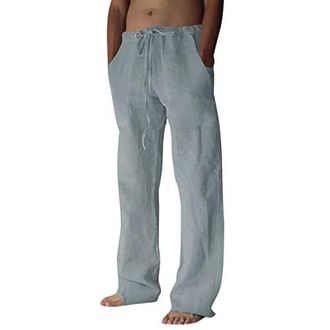 Generic Pantalon chino pour homme - Coupe droite - Pantalon de loisirs - Pantalon en tissu l&eacute;ger - Respirant - Avec poches - Cordon de serrage - Pantalon pour