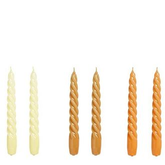 HAY Candles Twist Spiralkerzen Set 6 St&uuml;ck aus Paraffin in den Farben Citrus Light caramel Tangerine, Ma&szlig;e: 2,6cm x 19cm, 541317