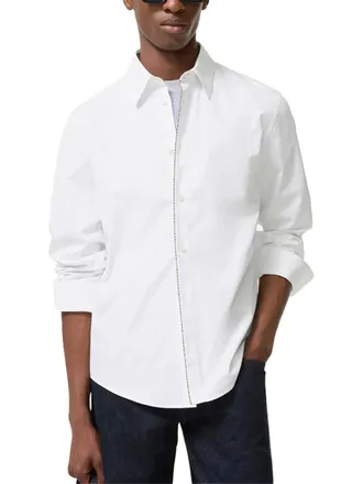 Burberry Cotton Poplin with Check Trim Shirt - White