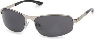 styleBREAKER Lunettes de soleil unisexes demi-lune avec verres rectangulaires en polycarbonate et charnière à ressort, 09020051, couleur:Monture argentée/verre gri