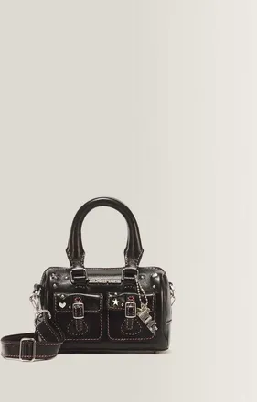 Dr. Martens Mini Top Handle Milled Gloss Leder Tasche in Schwarz