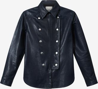 Isabel Marant Chemise Valdy En Cuir - Femme - Bleu Fonc&eacute; Marine - Taille 36 - Isabel Marant