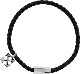 Off-white Lederarmband mit Arrows-Anh&auml;nger - Schwarz