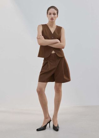 Mango Gerade Bermudashorts mit Nadelstreifen karamell - Damen - 32 - MANGO