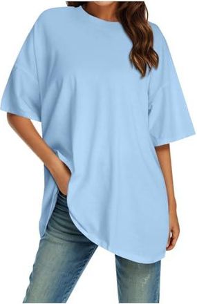 Generic Tunique surdimensionn&eacute;e &agrave; manches mi-longues pour femme 2025 grande taille pour course &agrave; pied, sortie, t-shirt long d&eacute;contract&eacute; tendance &agrave; porter avec