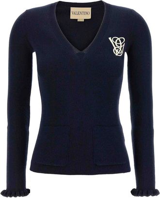 Valentino Garavani Pull Col Rond - Bleu