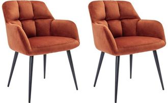 Vente-Unique Pascal Morabito - Lot de 2 chaises avec accoudoirs - Velours et m&eacute;tal - Terracotta - pega de