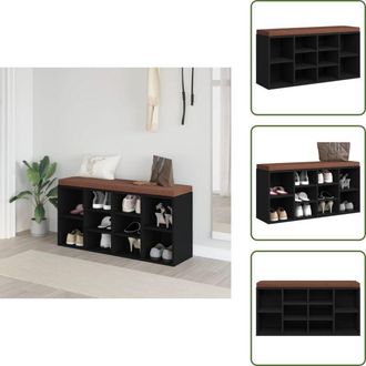 vidaXL Banc &agrave; chaussures Noir 103x30x48 cm Bois ding&eacute;nierie - Banc Chaussure - Meuble Rangement - Banc Coffre - Organisation Chaussures - Rangement