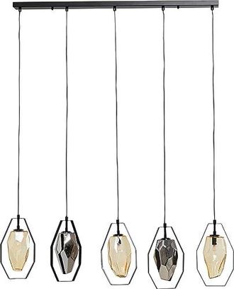 Kare Design Design Hängelampe Diamond Fever Dining Schwarz, 110cm Länge, Glas, Metall, Moderne Hängeleuchte, Esszimmer, Wohnzimmer, keine Leuchtmittel inklusive, 