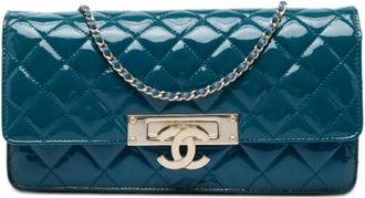 Chanel Pre-owned Vintage Quilted Patent Leather Crossbody Bag - Femme - Pre-owned - Bleu - Taille: ONE Size