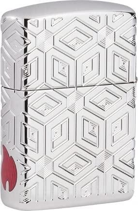 Zippo Design-Feuerzeug Boxes All Over aus robustem Metall, echtes winddichtes Feuerzeug, ideal für den Außenbereich, nachfüllbar, Boxes All Over Design