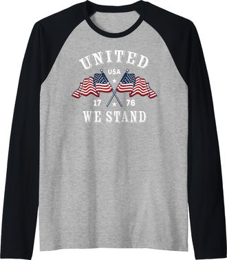 Trendy Apparel United We Stand USA 1776 Crossed Flags Raglan