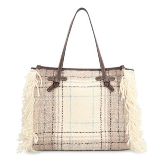 Gianni Chiarini Femme, Sacs, Beige, Taille: ONE Size Sac fourre-tout avec franges et détails en cuir