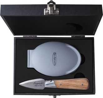 Laguiole Austernmesser Luxury Line, Eichenholz, mit Austernhalter