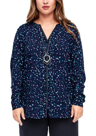 Triangle by s.Oliver Damen 18.910.11.9101 Bluse, Blau (Dark Blue Animal AOP 58a0), (Herstellergröße:46)