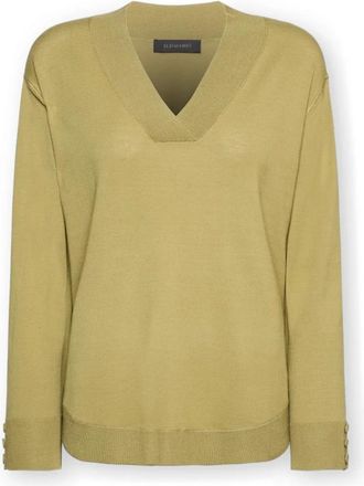 Elena Miro Femme, Pulls, Vert, Taille: 44 FR Top col V en viscose m&eacute;lang&eacute;e