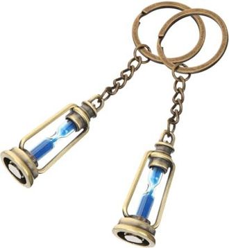 NUOBESTY Lot de 2 Porte-cl&eacute;s en M&eacute;tal Vintage de Sablier Bleu, Compact et L&eacute;ger, Accessoire Cr&eacute;atif pour Cl&eacute;s de Voiture, Paquet &agrave; Dos ou Usage Quotidien, Pr&eacute;s