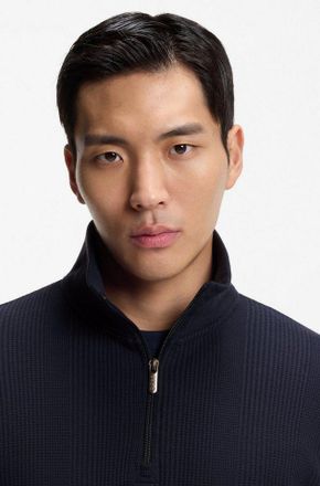 BOSS Sweatshirt Structure 1/4 Zip mit Stehkragen