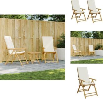 vidaXL Vidaxl - Chaises inclinables de jardin pliantes lot de 2 coussins bambou - Chaise De Jardin - Fauteuil De Jardin - Chaise Inclinable - Meuble De