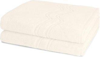 ROSS 2 teiliges Frottier-Set - Cashmere Feeling (2 X Duschtuch im Set) - 520 g/m2 - Baumwolle - Walkfrottee - saugstark - weich und flauschig - Champagner
