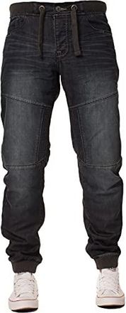 Enzo Jeans Jeans de jogging pour homme en denim noir tendance toutes grandes tailles King size, Dark Stonewash, 42 W/ 32 L