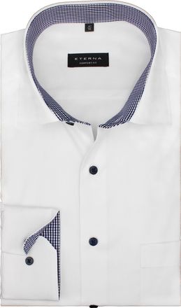 Eterna Herren Langarm Hemd Wei&szlig; Comfort Fit | B&uuml;gelfrei, Knitterfrei, 100% Baumwolle | Kentkragen Gr. 47