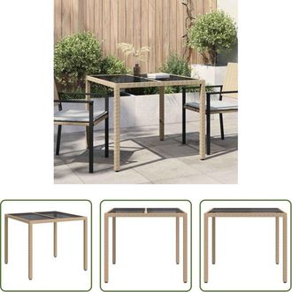 vidaXL vidaXL Au&szlig;enbereich - Gartentisch Beige 90 x 90 x 75 cm Poly-Rattan